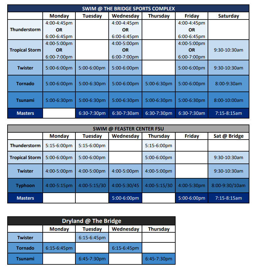 Mountain State Storm - Practice Schedule