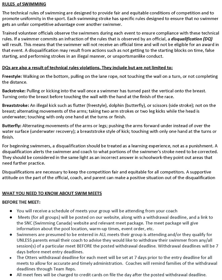 Orangeville Otters - Swim Meet Guide