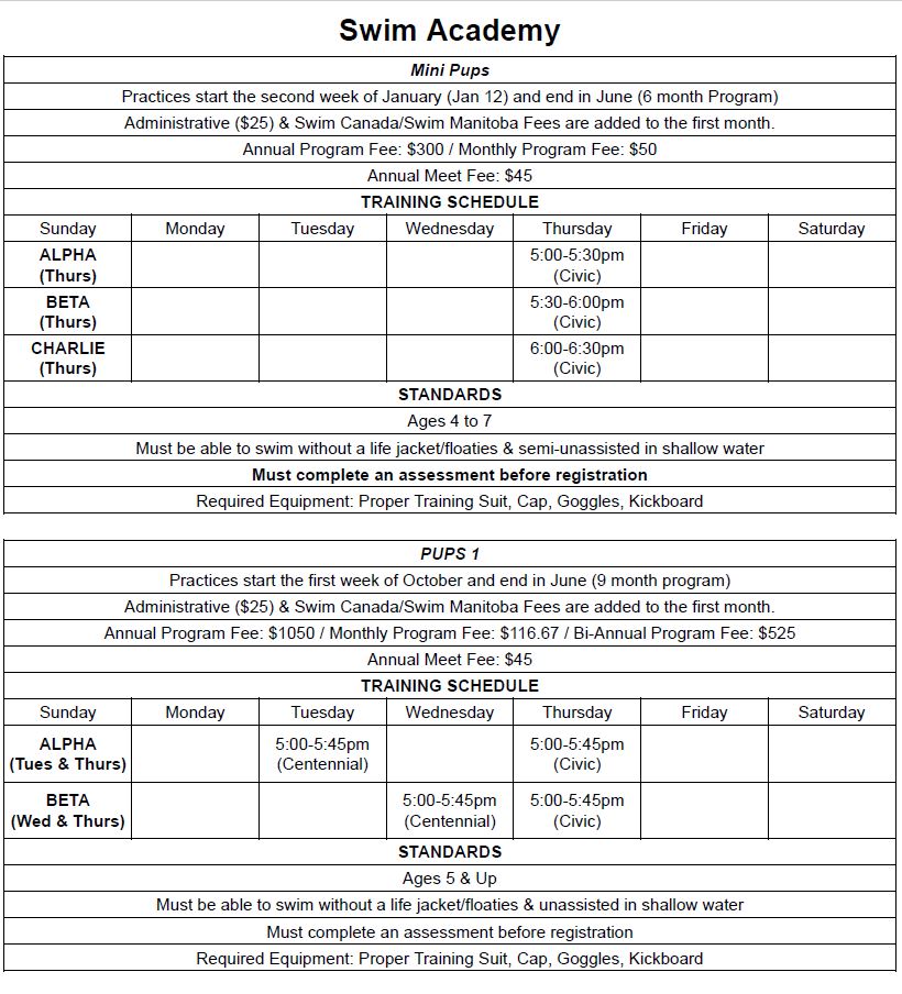 St James Seals Swim Club - DEVELOPMENT PROGRAMME