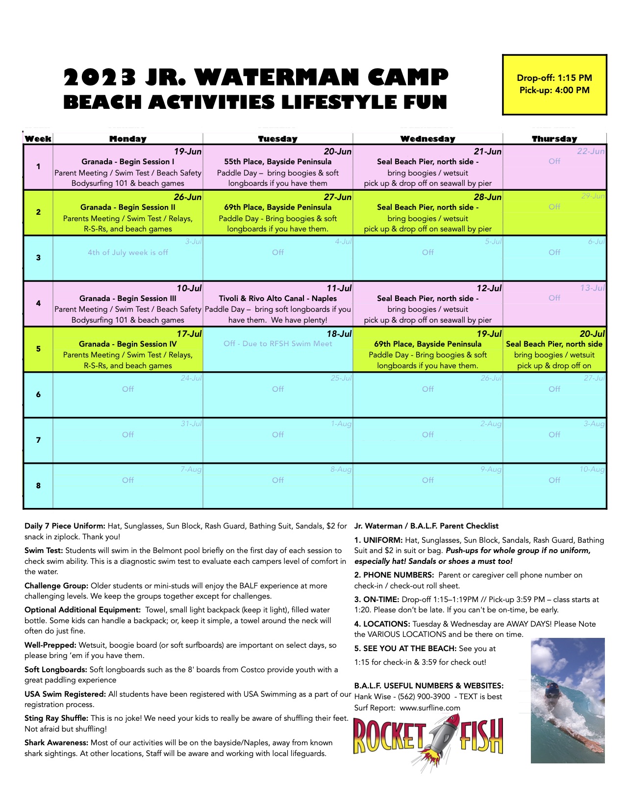 Rocket Fish Swimming - Jr. Waterman Beach Camps