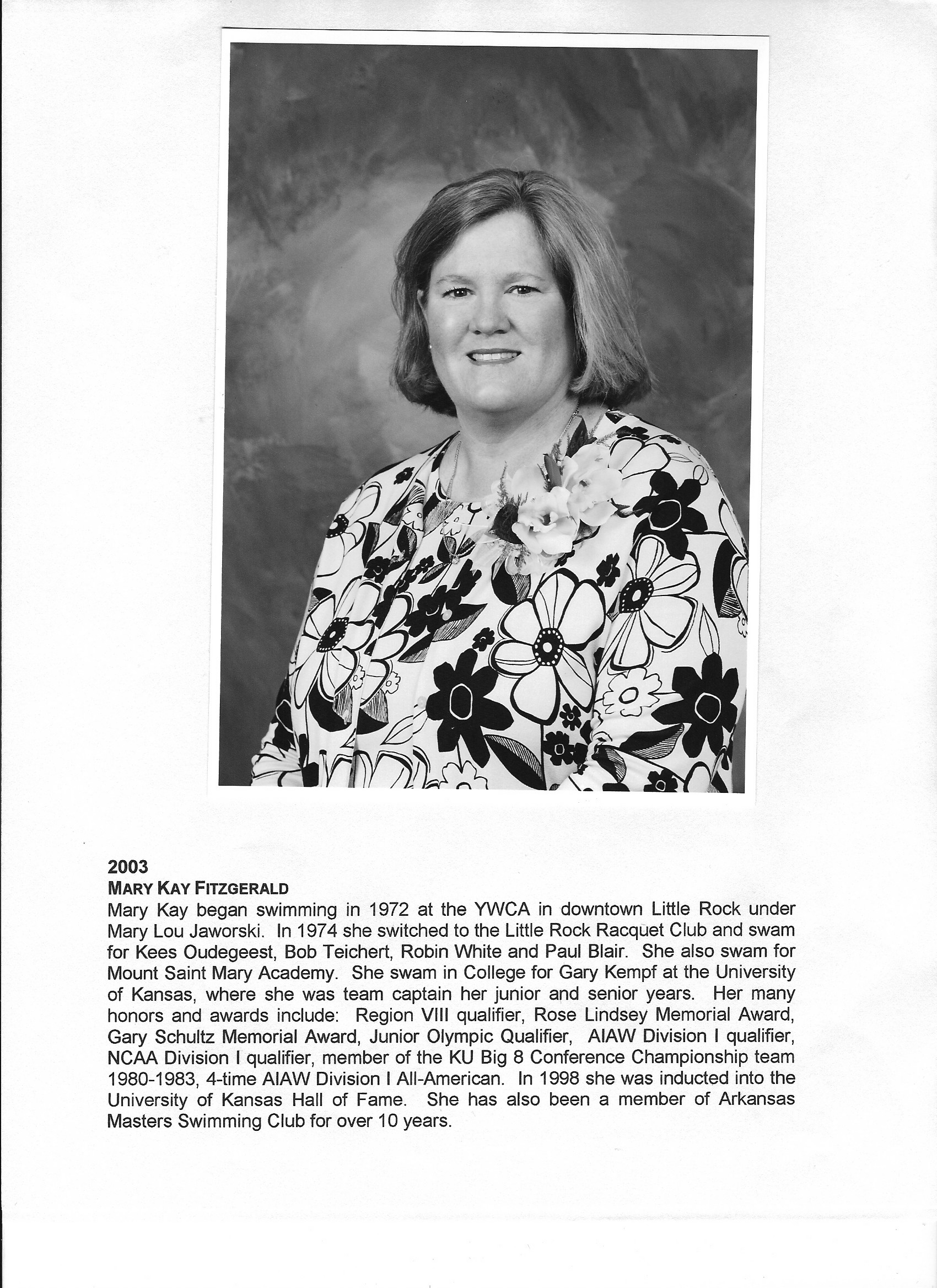 Arkansas Swimming - Mary Kay Fitzgerald