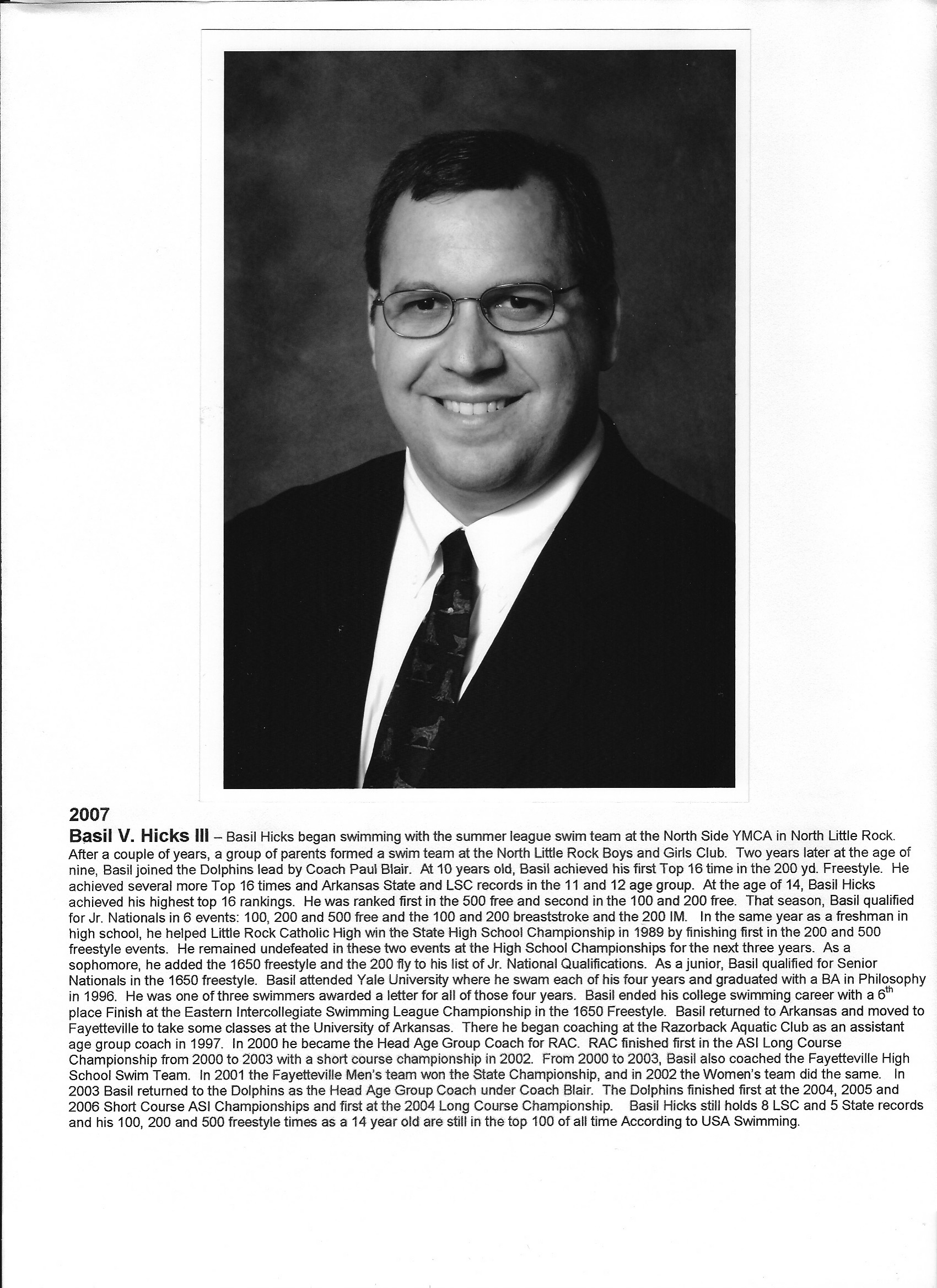 Arkansas Swimming - Basil Hicks