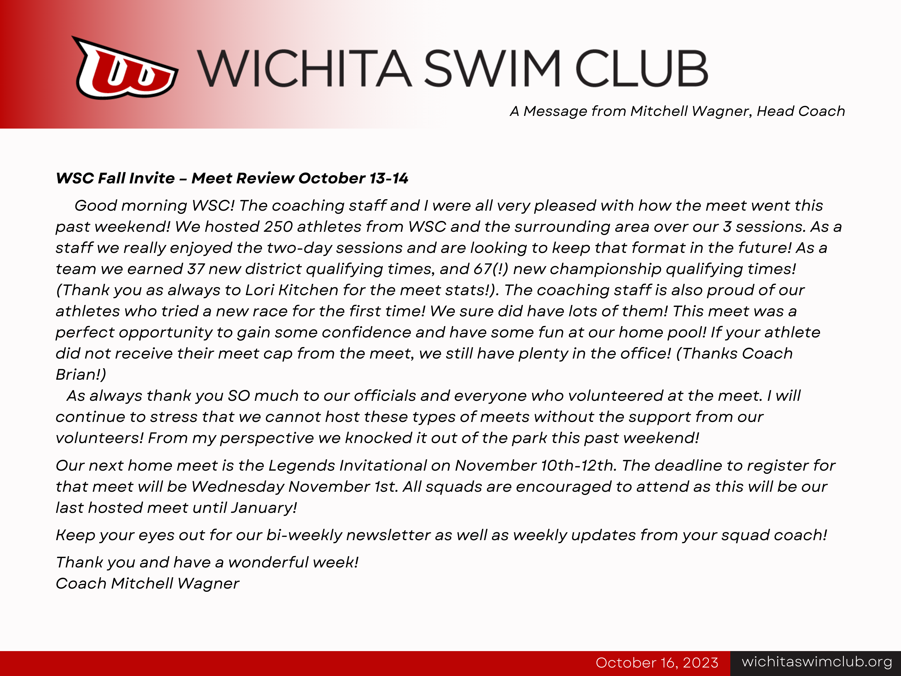 Performance Highlights: WSC Fall Invite