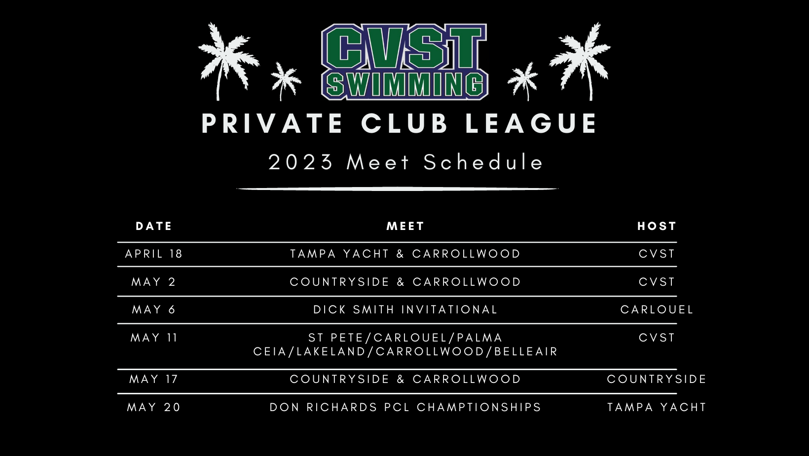 Carrollwood Village Swim Team - 2018 PCL Meets