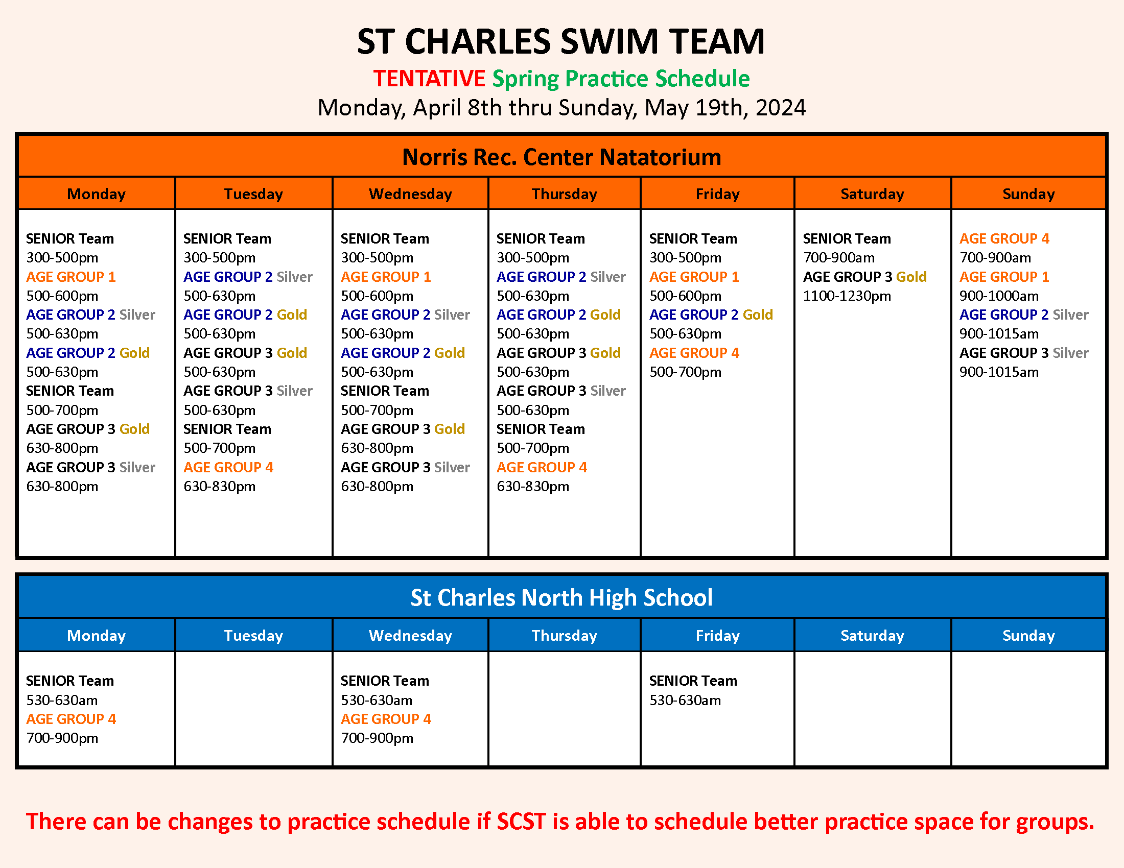 St. Charles Swim Team - Practice Information
