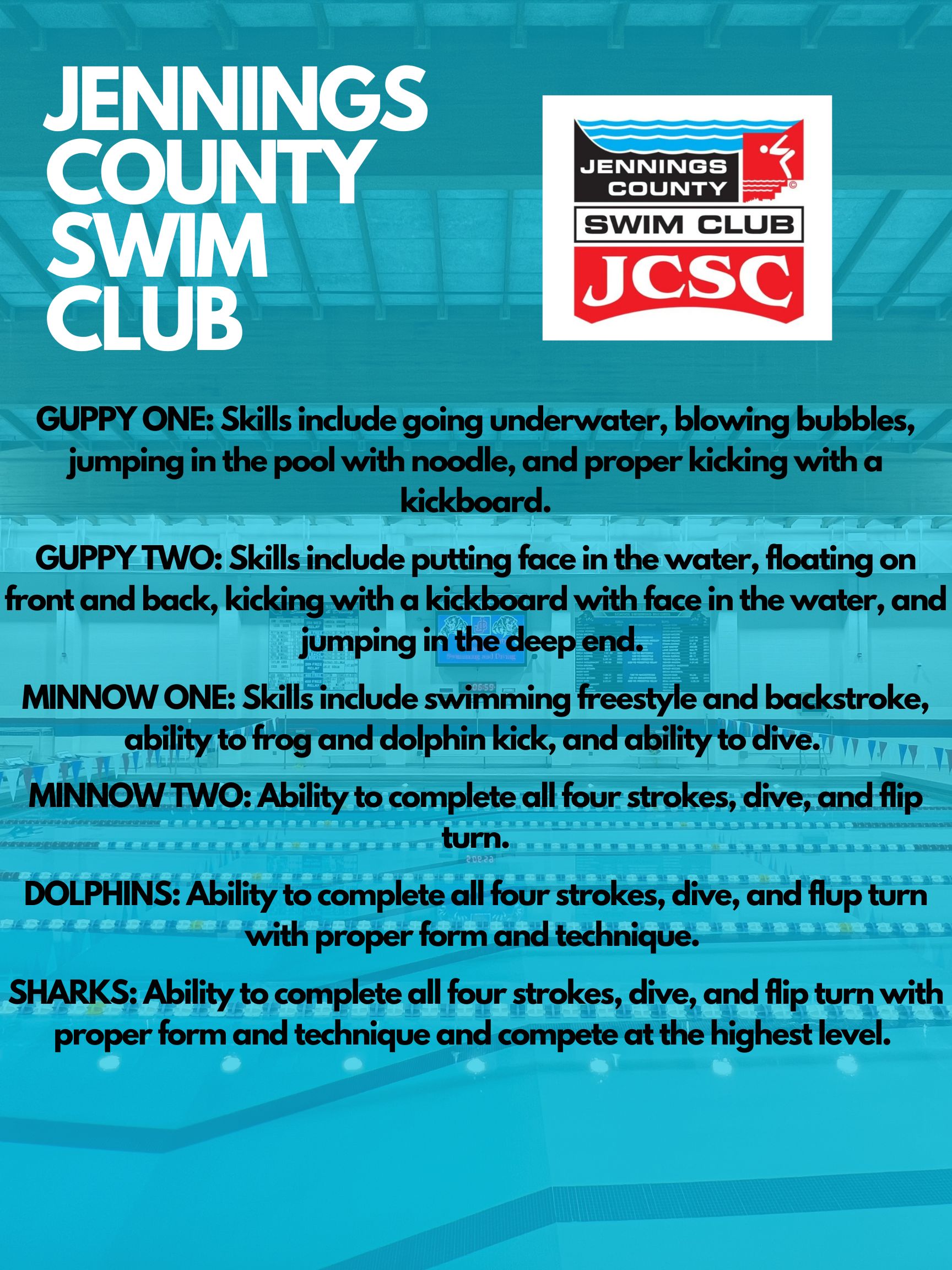Jennings County Swim Club - Swim Groups