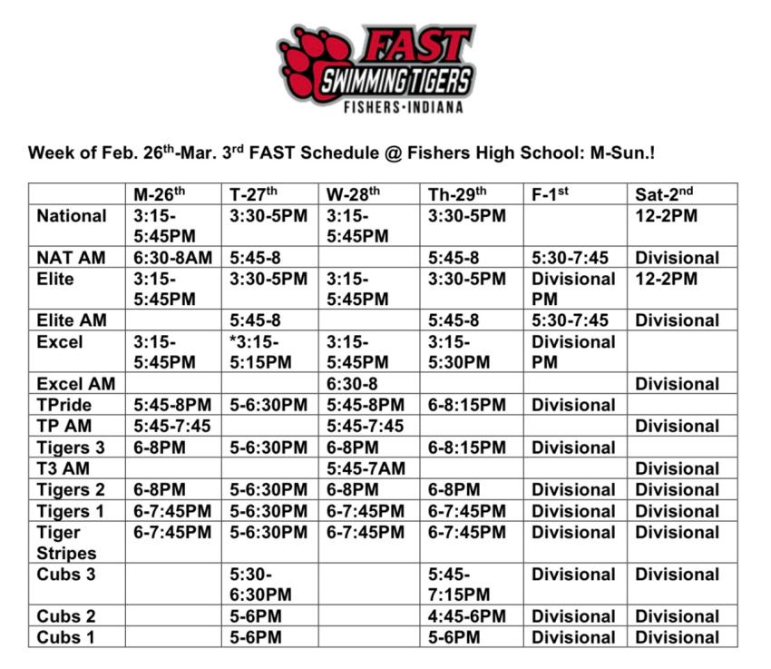 Fishers Area Swimming Tigers - Tiger Cubs 1, 2, & 3