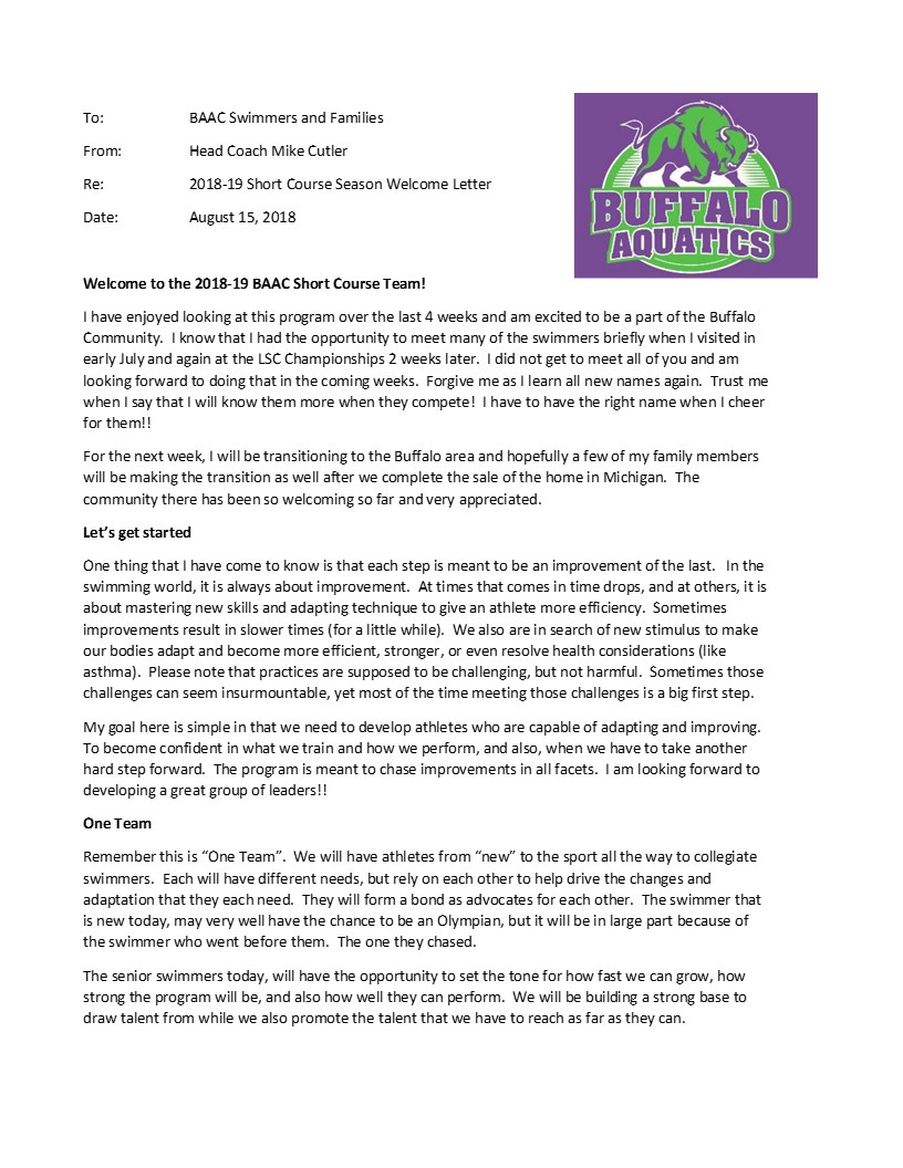 Welcome To The Team Letter