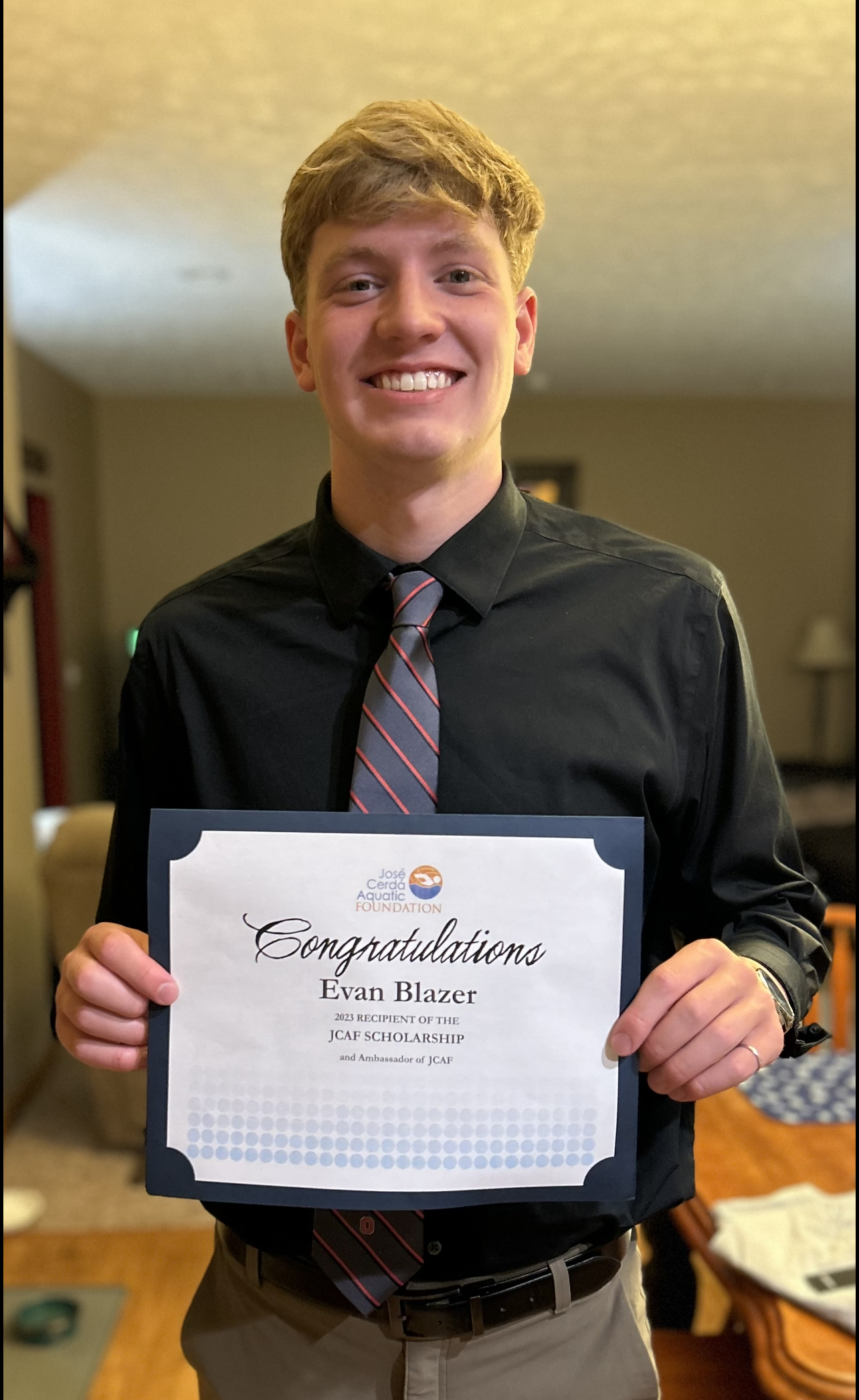 Evan Blazer Awarded JCAF Scholarship