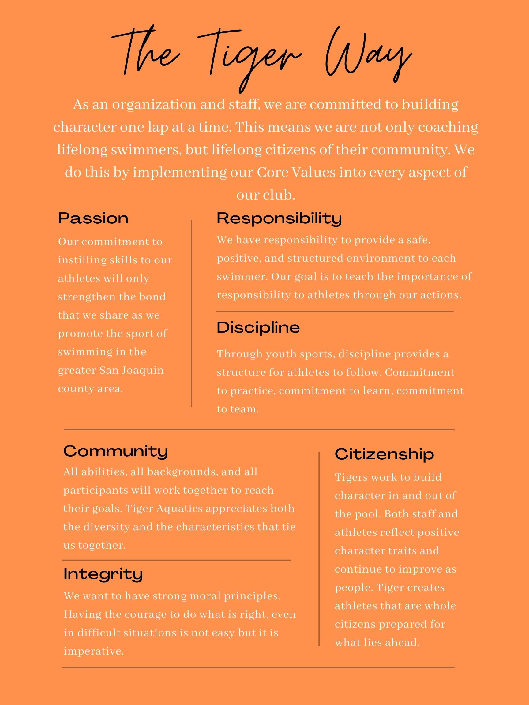 Tiger Aquatics - The Tiger Way