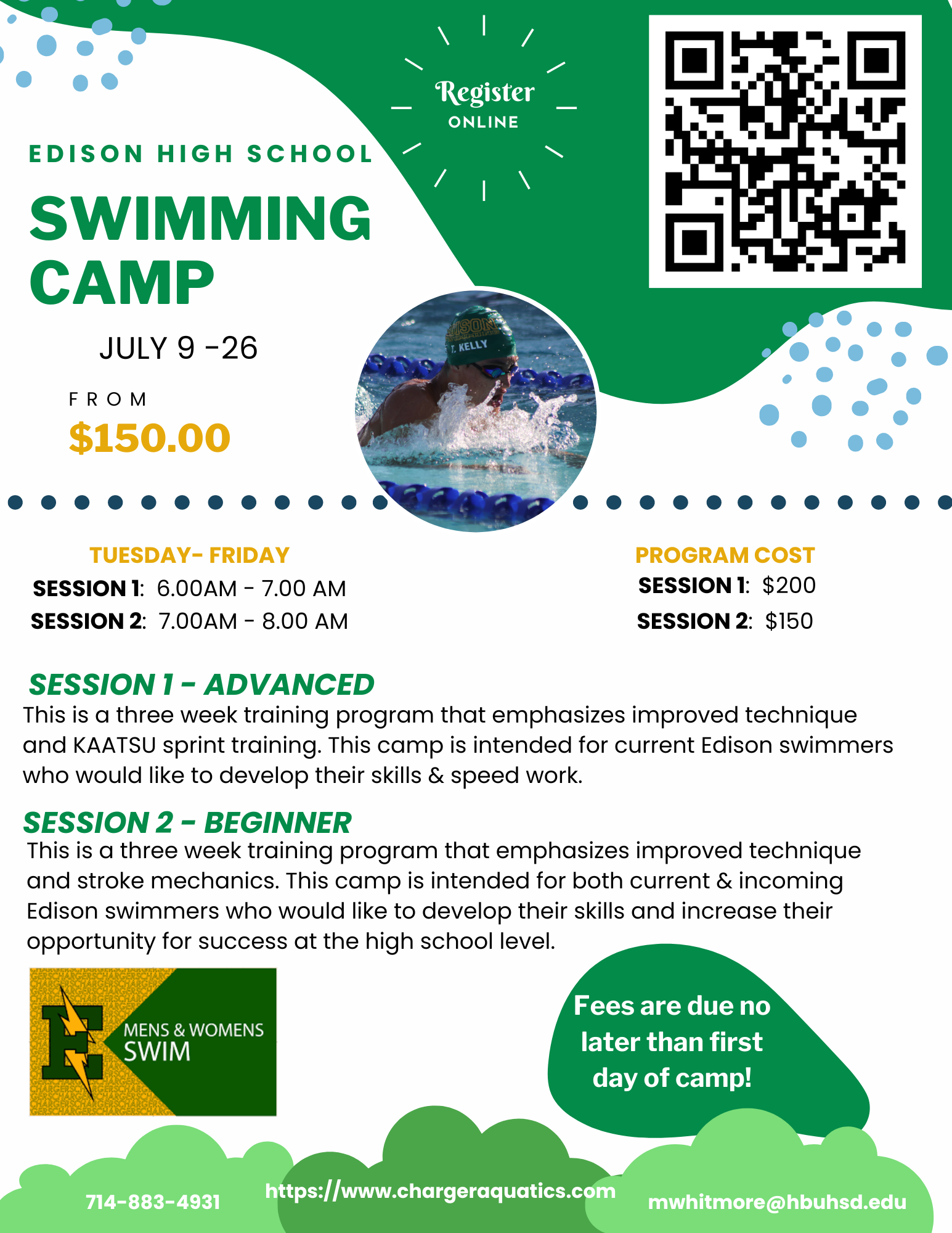 Edison Chargers Aquatics - Summer Swim Camp
