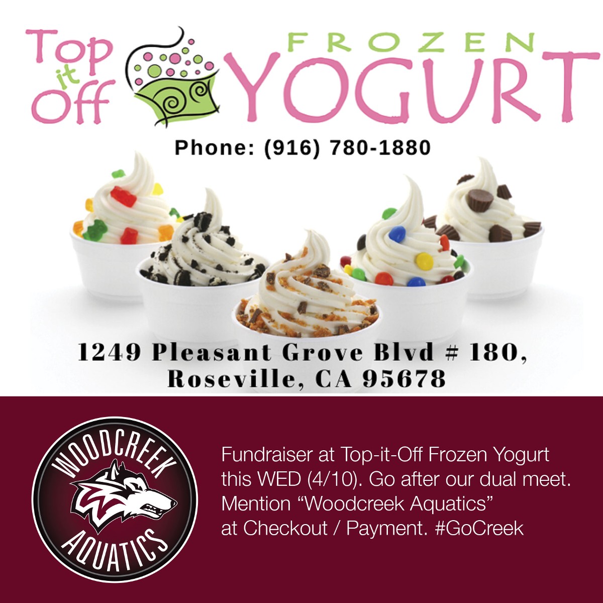 Fundraiser - Top it Off Yogurt Event 4/10