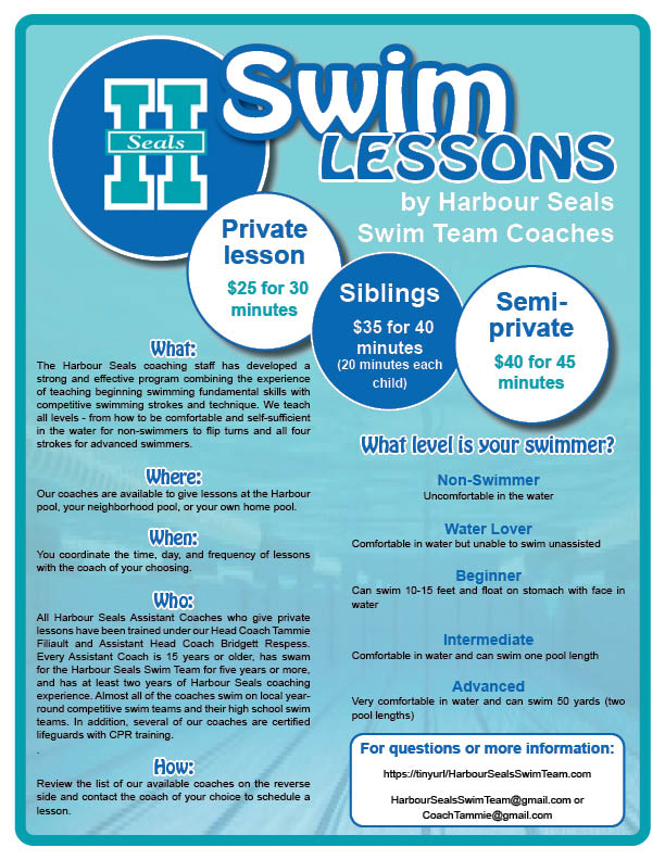 Harbour Seals Swim Team - Private Lessons