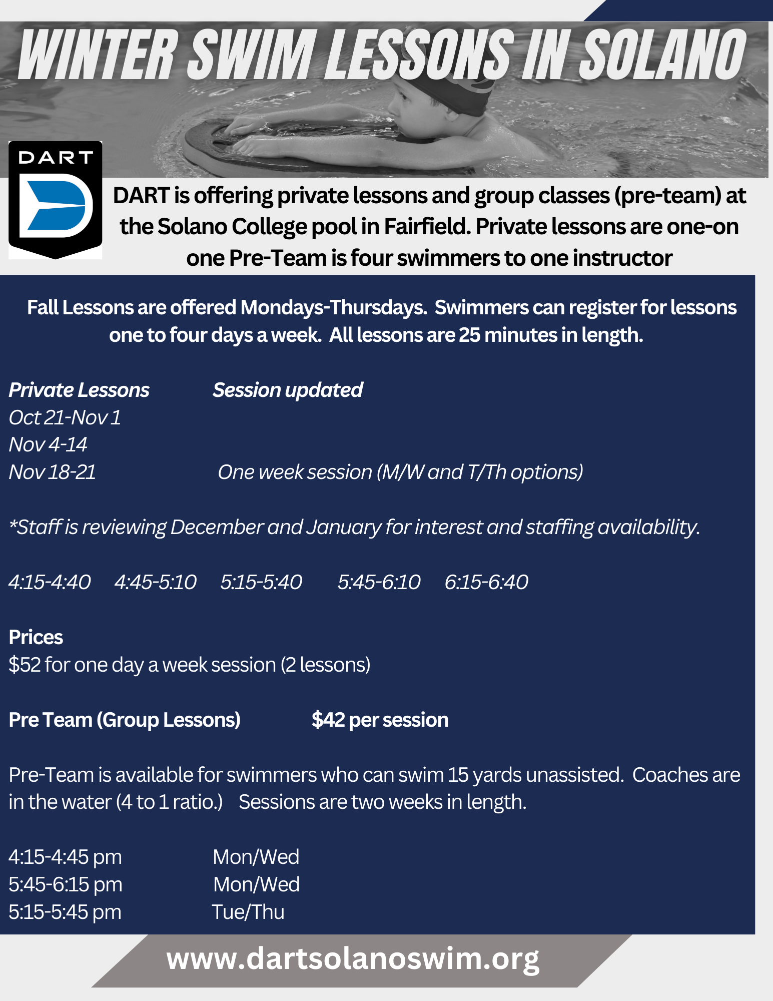 DART - Swim Lesson Info
