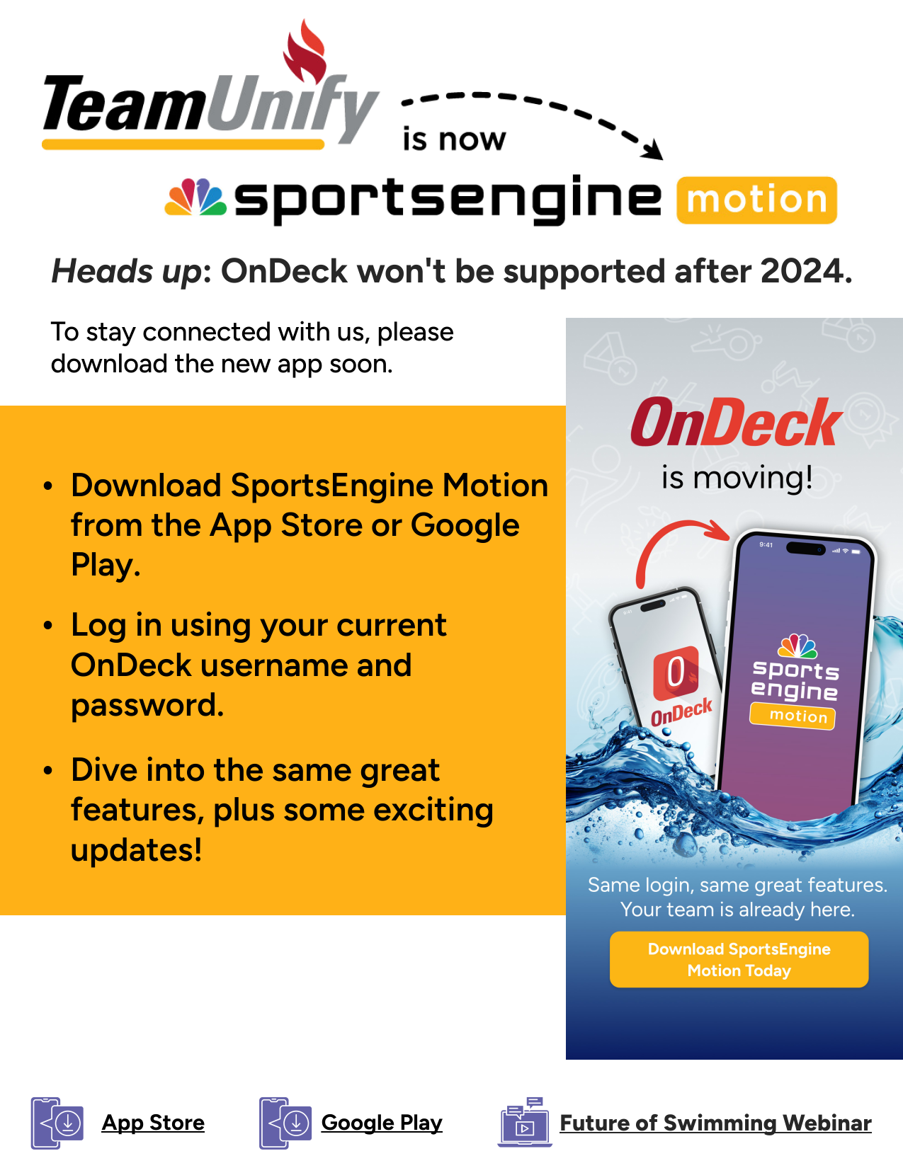 TeamUnify/OnDeck → SportsEngine Motion